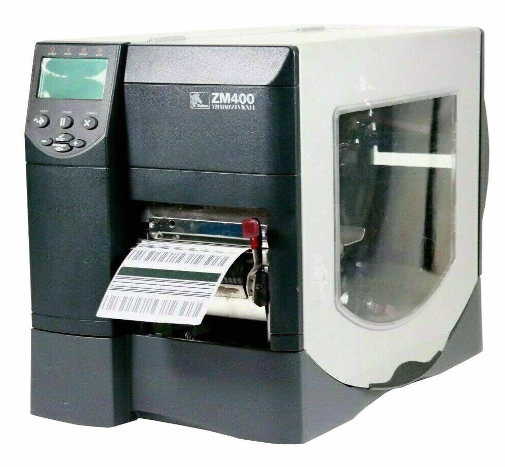 Zebra ZM400 Direct Thermal Label Printer ZM43N-2501-4000D Peel Rewinder ...