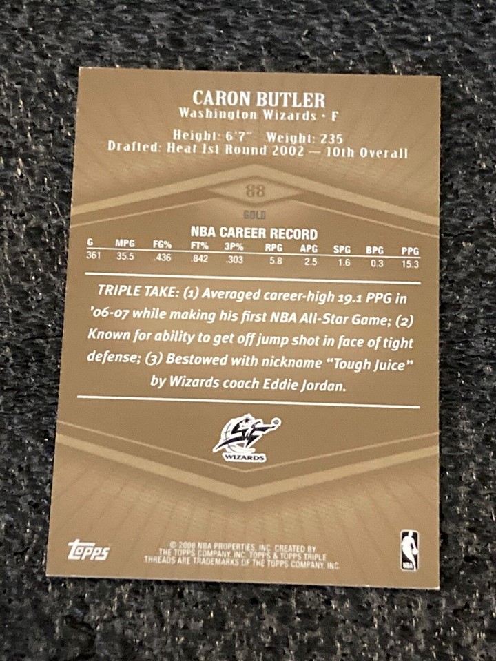 D1632 2007-08 Topps Triple Threads 04/33 Gold Caron Butler #88 Wizards ...