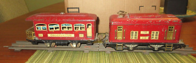 Vintage LIONEL NY 1930 Pre-war Train Set 2 Cars, 2 Tracks Original Red ...