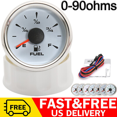 2" 52mm 7 Colors LED Fuel Level Gauge 0-90ohms For Boat Car Truck US ...