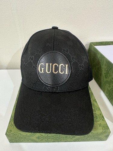 Authentic Gucci GG Monogram Baseball Cap – Black with Leather Logo ...