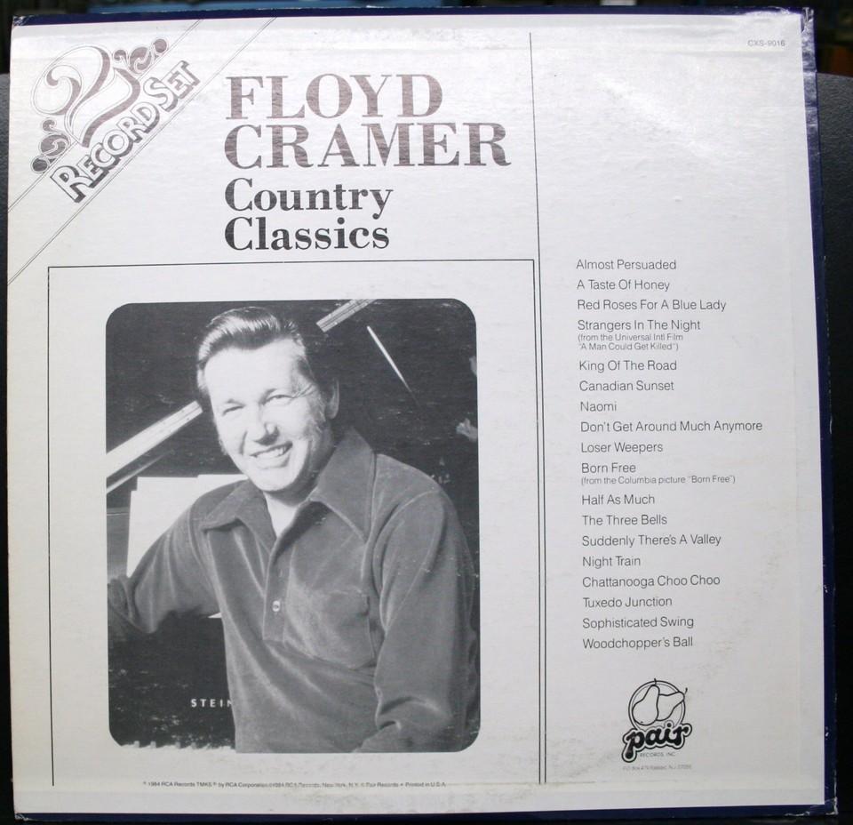 VINTAGE VINYL RECORD LP FLOYD CRAMER COUNTRY CLASSICS 2 SET RARE MONO ...