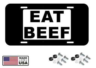 Eat BEEF Aluminum Metal Black License Plate novelty Tag Farmer Cattle ...