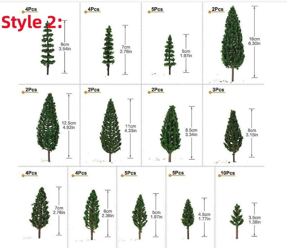40/48pcs Miniature Scenery Model Pine Trees Deep Green Pines For HO O N Z Scale | eBay