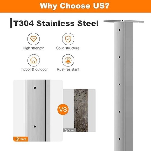 2 Pack Stainless Steel Cable Railing Post(2"×2") with 1/8 Cable Railing ...