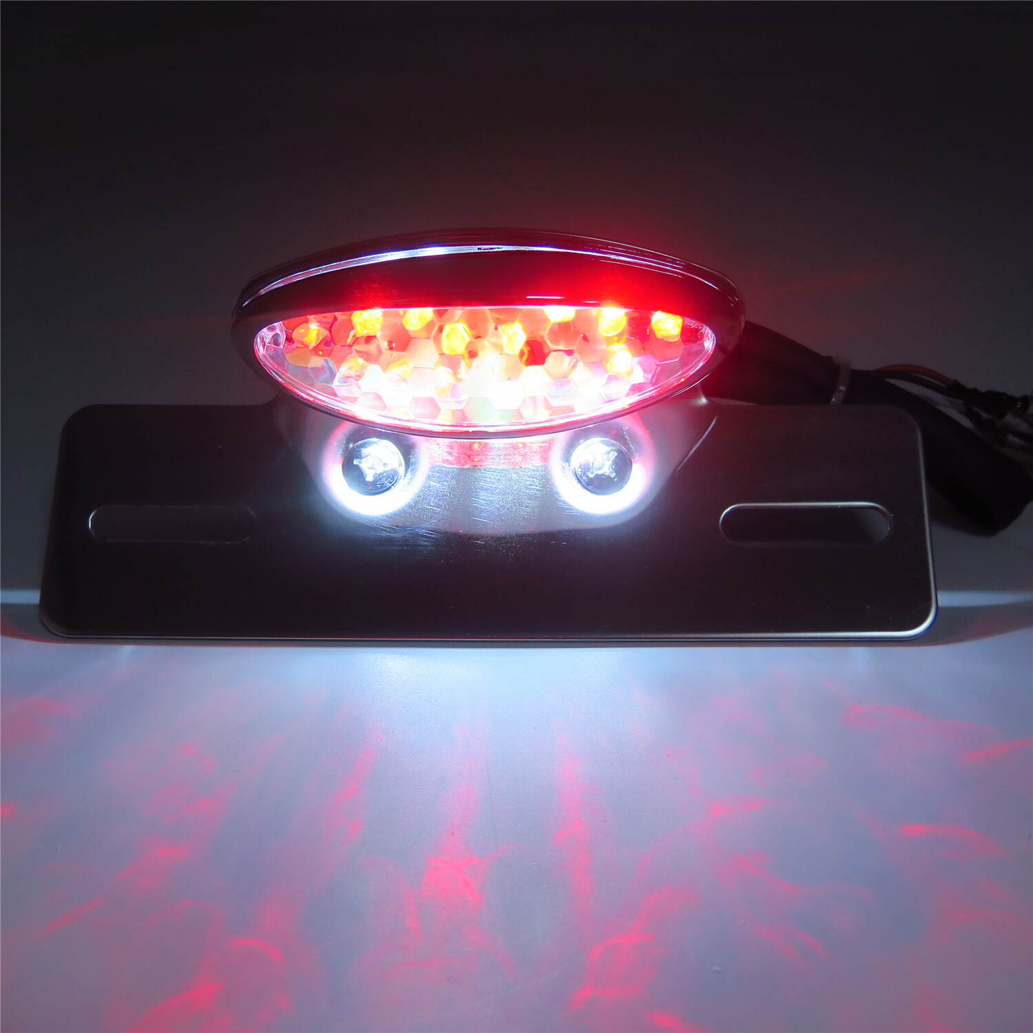 Motorcycle Chrome Cat Eye Rear Taillight License Plate Brake Light Lamp ...