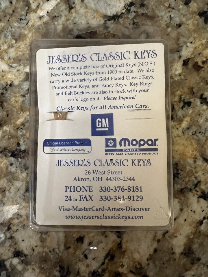 Vintage Jesser's Classic Keys Packard Key Ring Fob and Trunk Key Old ...