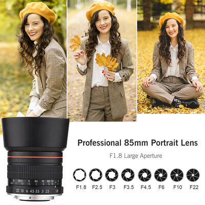 Andoer 85mm F1.8 Large Aperture Medium Telephoto Full Frame MF Camera ...