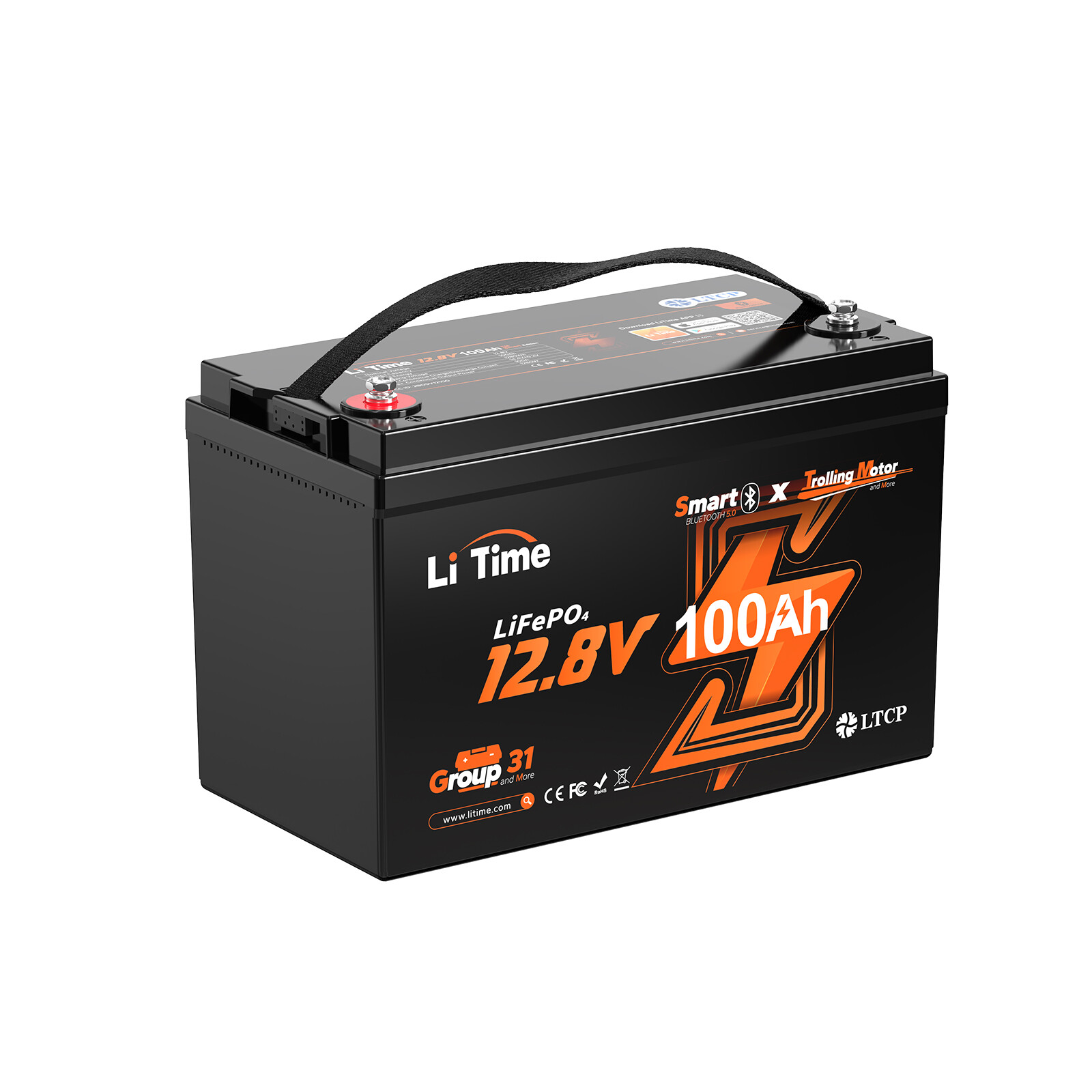 LiTime 12V 100Ah Group 31 Bluetooth LiFePO4 Lithium Battery Low-Temp ...