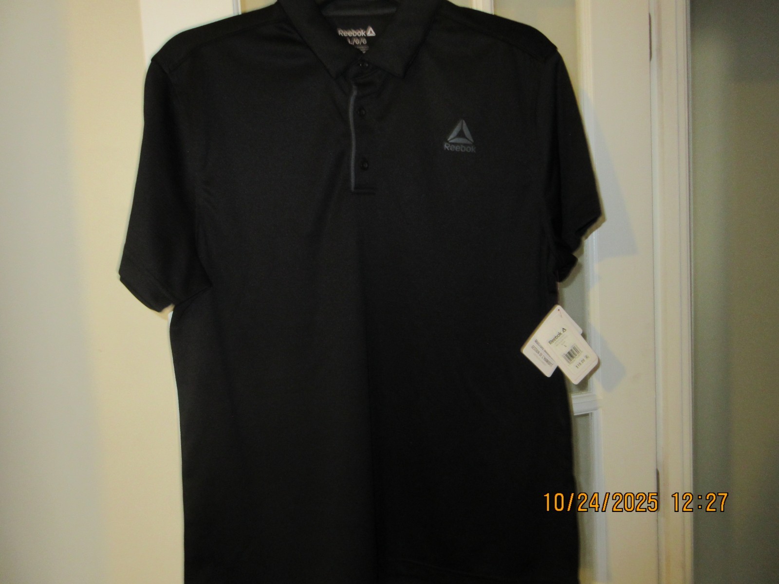 Reebok Performance Collared Black Polo Shirt Men's L NEW (CLT) | eBay