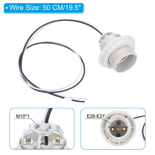 E27/E26 Light Bulb Socket, 4 Set Lamp Base Full-thread Holder,White ...