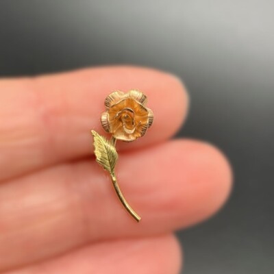 Vintage Yellow Rose Gold Filled Mini 3D Flower Lapel Pin 7/8" | eBay
