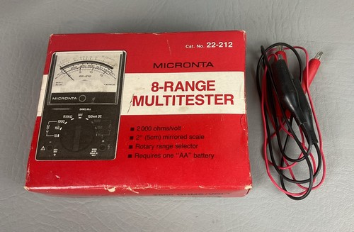 MICRONTA 22-212 8 RANGE MULTITESTER IN ORIGINAL BOX And Owners Manual ...