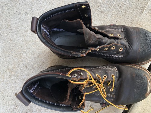 Thorogood Mens Brown Leather 6" Emperor Safety Toe Work Boots 13 D USA ...