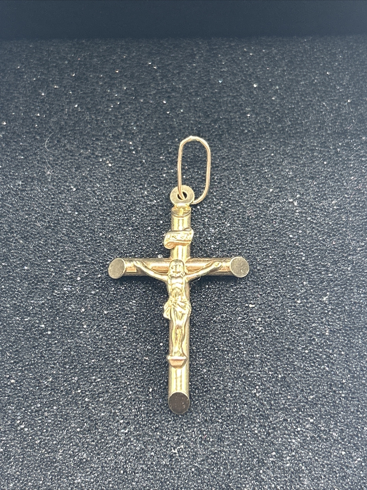 14k Solid Gold Cross Pendant - Gem