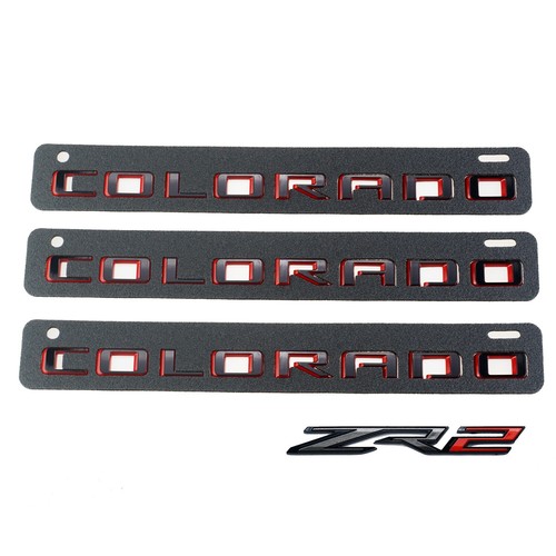 4x 2021 + Door Tailgate Colorado ZR2 Emblems Badge 3D Logo Black Red | eBay