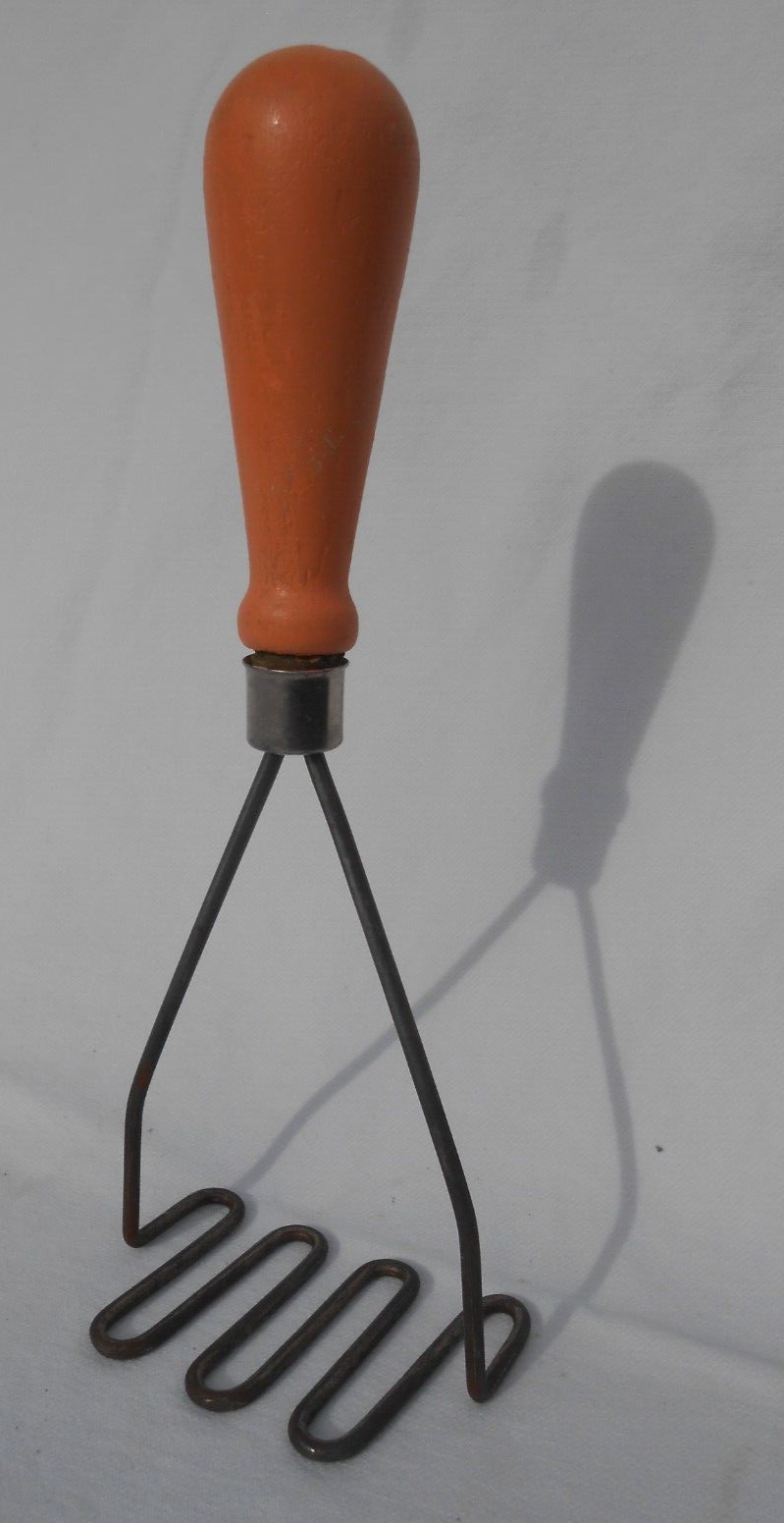 Primitive Peach Wood Handle Antique Potato Masher | eBay