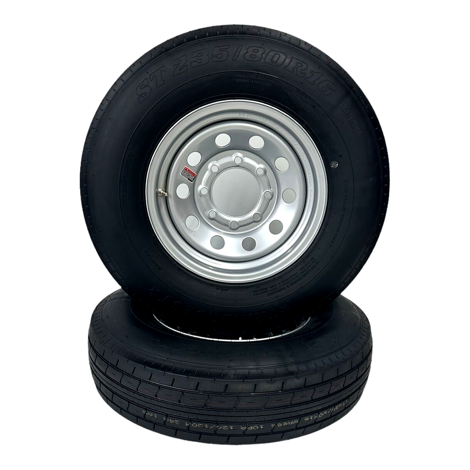 2-PK Trailer Tire On Rim ST235/80R16 Radial LRE 8 Lug 8x6.5" Modular ...