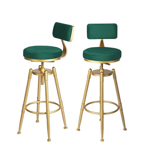 Levede 1x Bar Stools Velvet Kitchen Stool Chair Swivel Barstools Padded ...