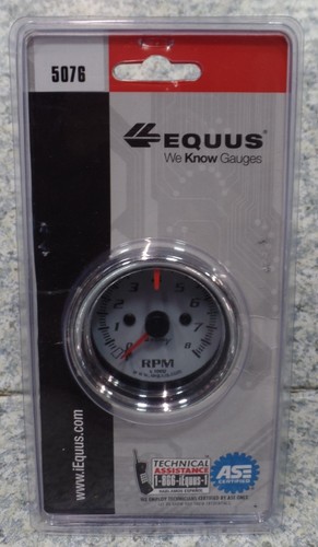 EQUUS 5076 Tachometer Gauge 0-8000 RPM White Face 2 1/2" NEW ...