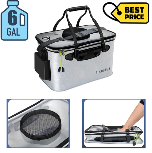 Fishing Bucket Foldable Portable EVA Live Well Fresh Fish Bait Tank ...