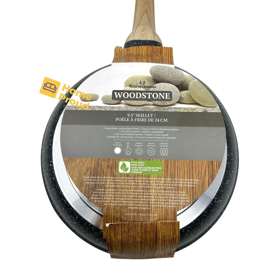 Nonstick Frying Pan Skillet 9.5 Inch WOODSTONE Premium Kitchen Cookware ...