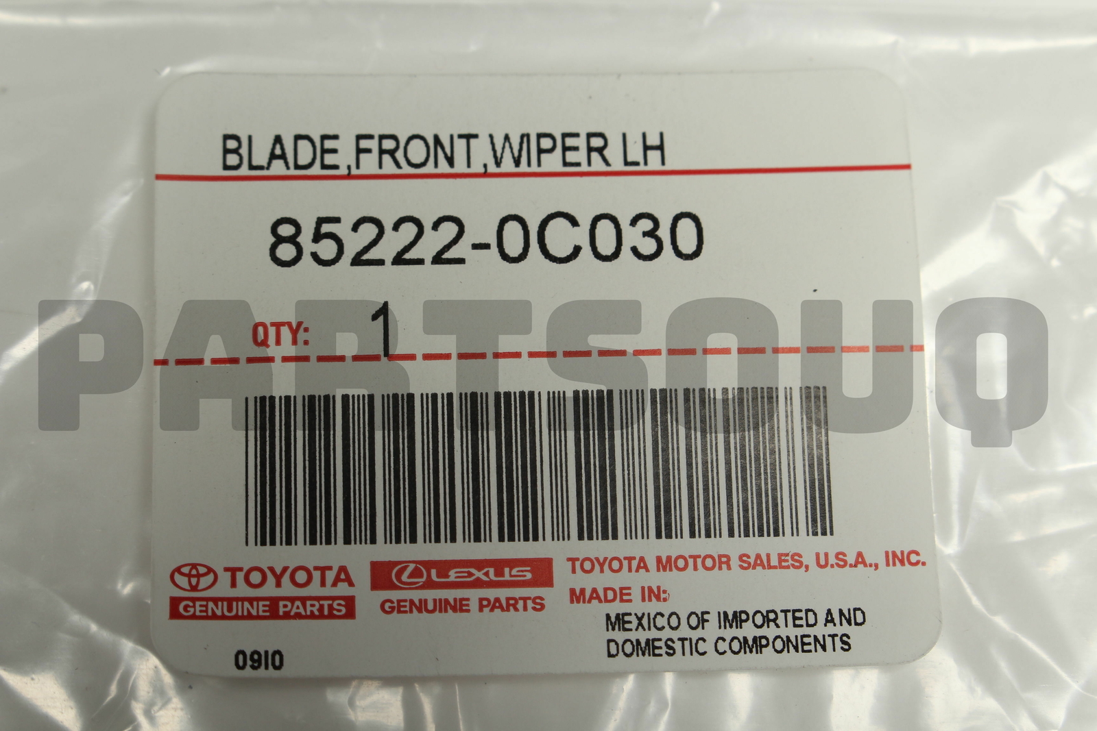 852220C030 Genuine Toyota BLADE, FR WIPER, LH 85222-0C030 | eBay