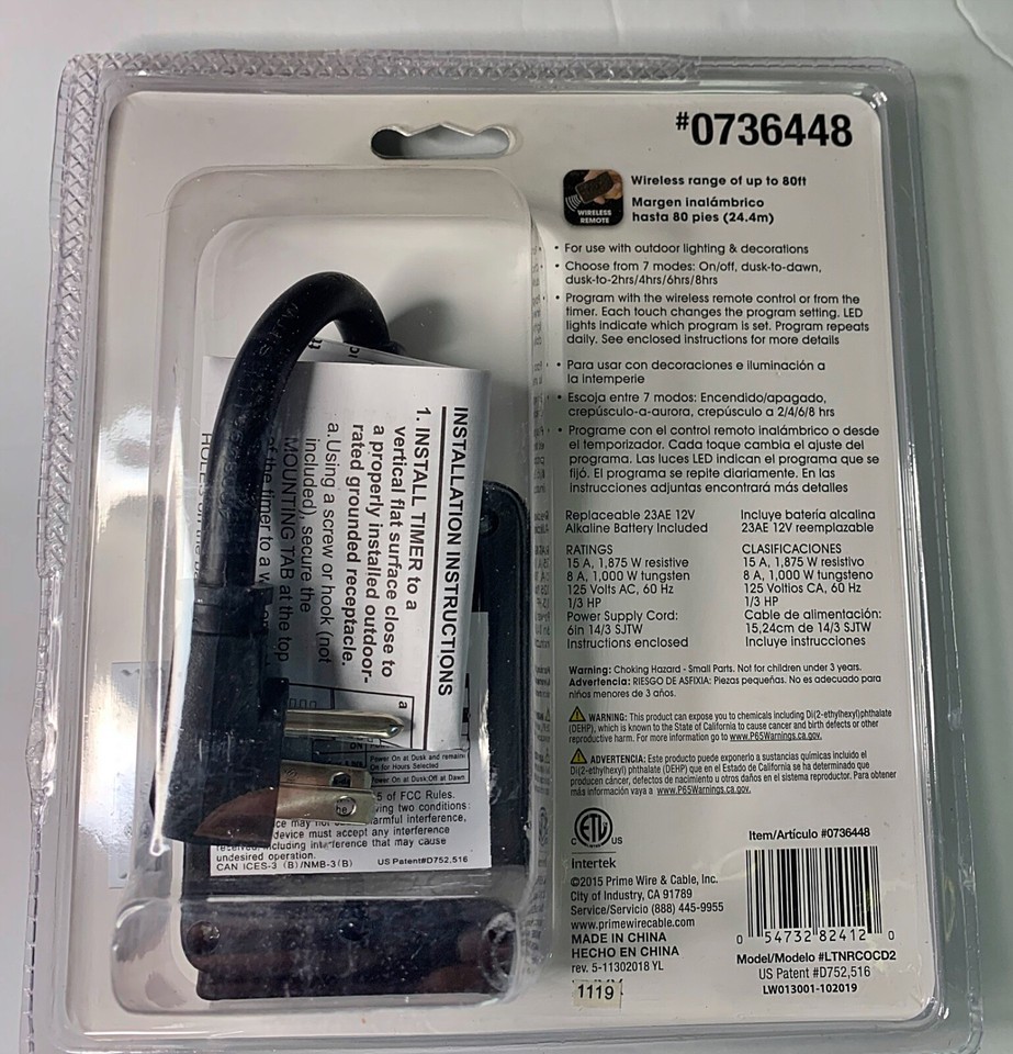 🔒PRIME 2-Outlet Plug-In Countdown Lighting Timer with Wireless Smart ...