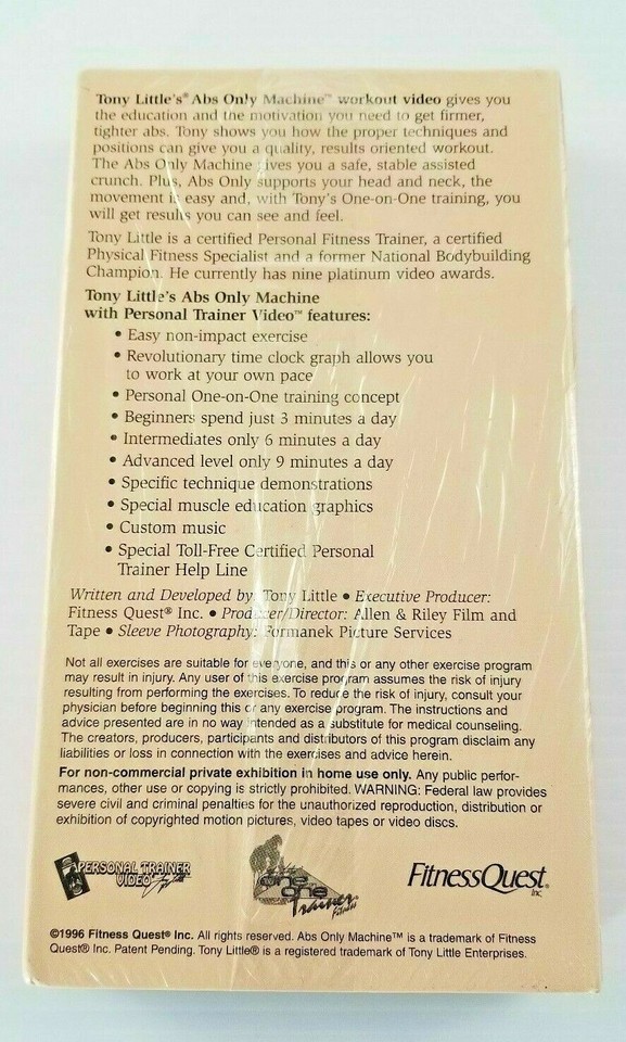 (NEW) Tony Littles ABS Only Machine VHS Video Tape Exercise Workout ...