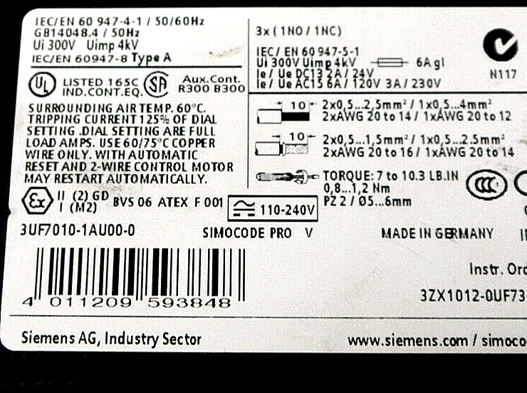 SIEMENS 3UF7010-1AU00-0 SIMCODE RELAY MOTOR | eBay
