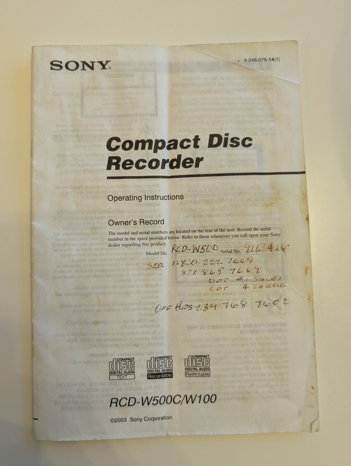 Sony RCD-W500C 5-Disc CD Player/Recorder w/ Remote & Manual | eBay