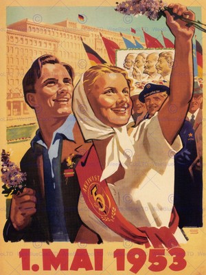 PROPAGANDA COMMUNISM DDR EAST GERMANY 1 MAY 1953 LARGE POSTER ART PRINT ...
