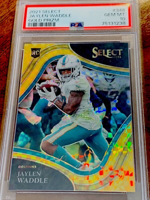 2021 PANINI SELECT #348 JAYLEN WADDLE (R) FIELD LEVEL GOLD PRIZM GEM ...