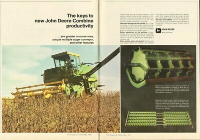 1971 2pg Print Ad of John Deere 4400 Farm Tractor Combine | eBay