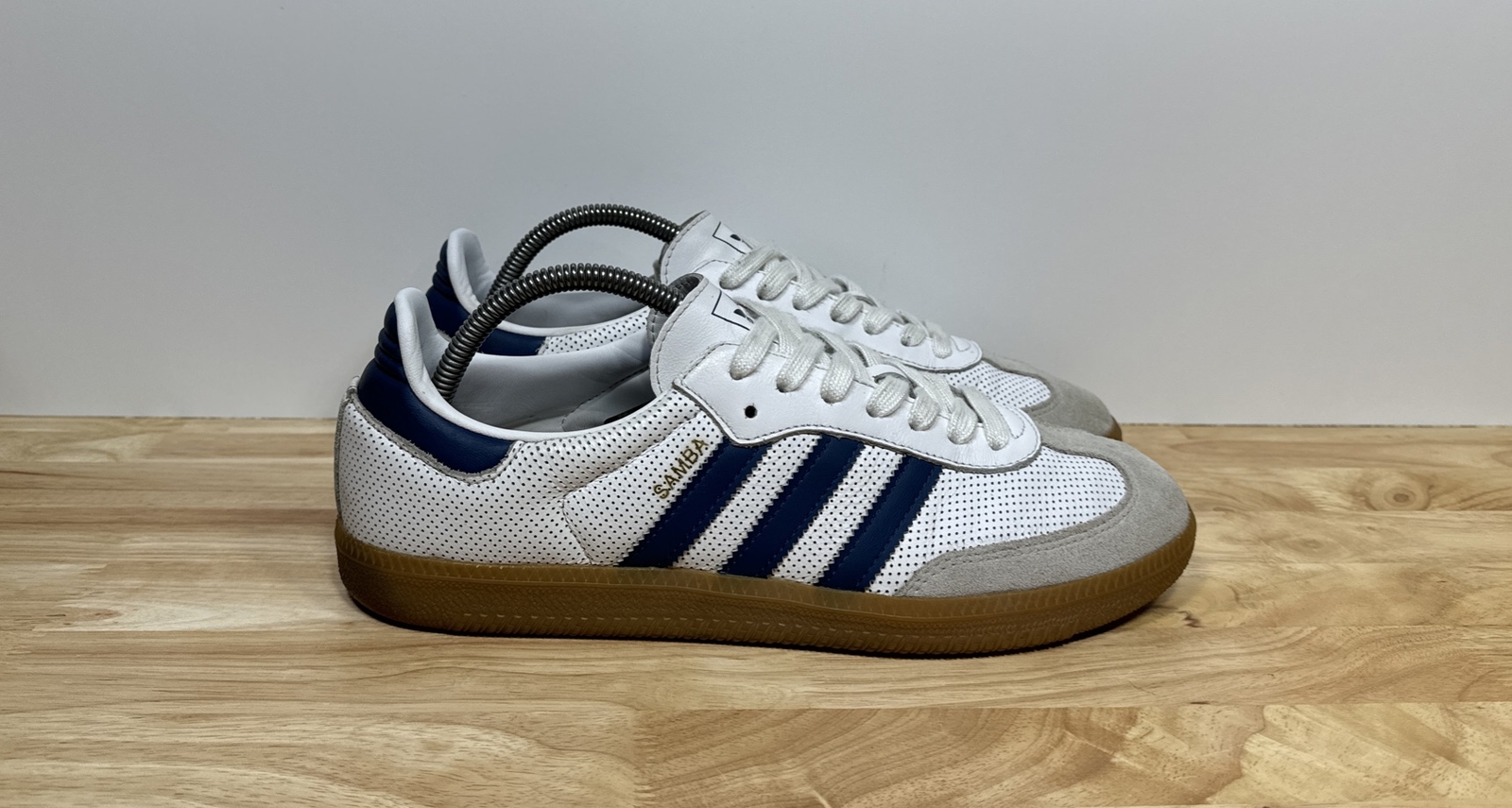RARE Adidas Samba OG White Marine Blue Gum Men's Size… - Gem