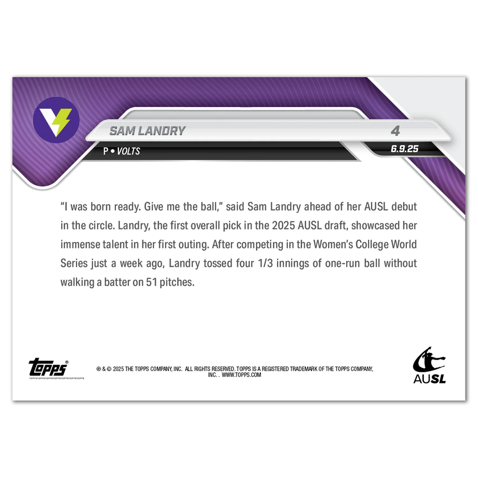 Sam Landry 2025 Athletes Unlimited Topps NOW Card #4 - PRESALE | eBay