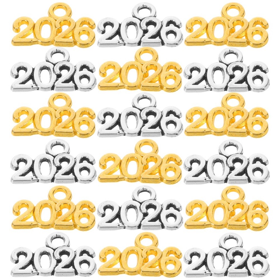 100 Pcs Charms for Jewelry Making 2026 Year Signet Alloy Keychain ...