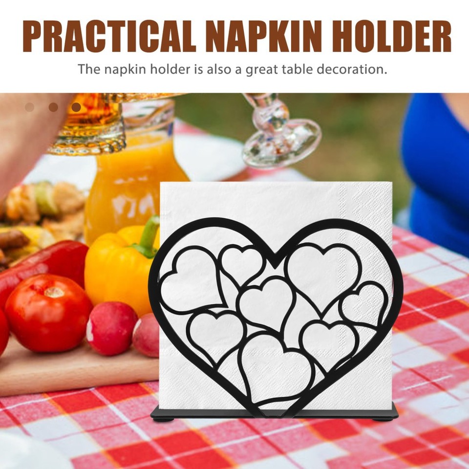2pcs Valentine's Day Table Napkin Holder Iron Art Heart Shaped Paper ...