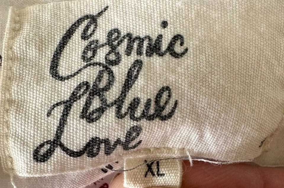 Cosmic Blue Love Roll Tab Sleeve Shirt XL White Hi Low New York Paris ...