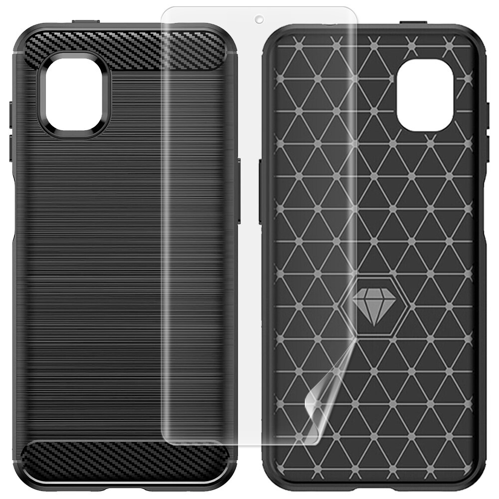 Heavy-Duty Hydrogel Screen Carbon Fiber Case f Samsung Galaxy XCover 6 ...