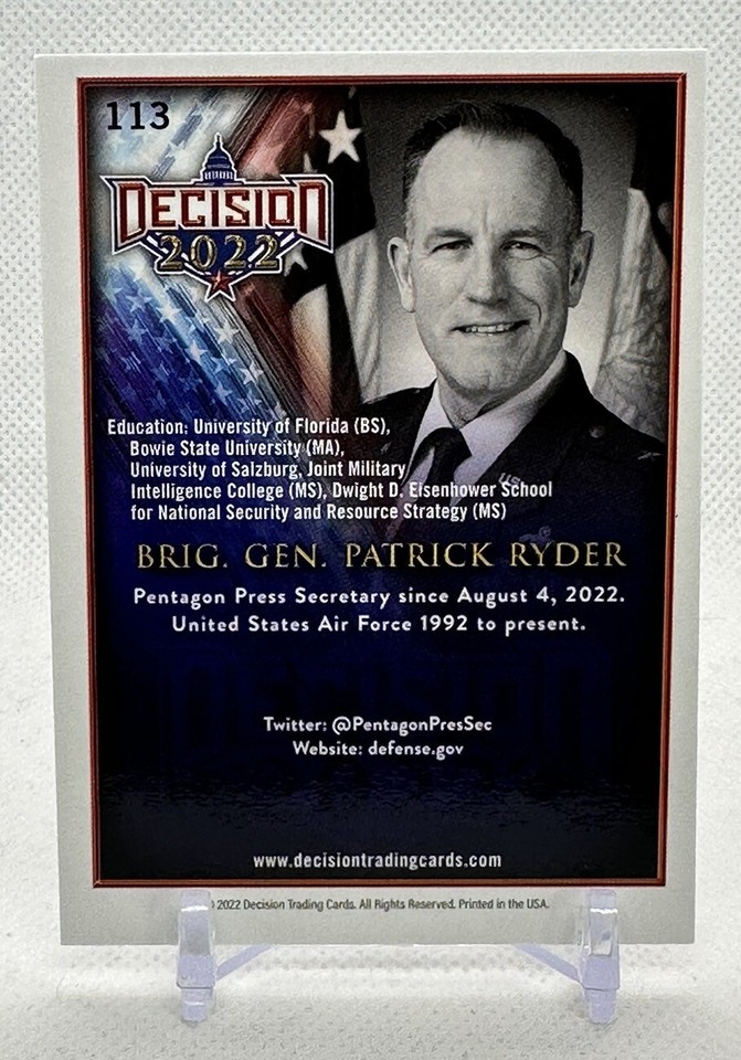 Major General Patrick S. Ryder 2022 Leaf Decision #113 Department of ...