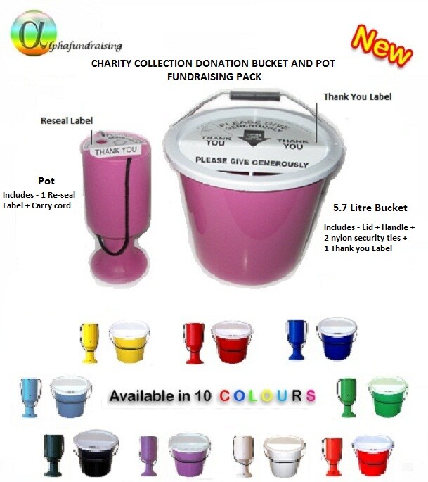 CHARITY COLLECTION DONATION BUCKETS/BOXES + LIDS + LABELS + SECURITY ...