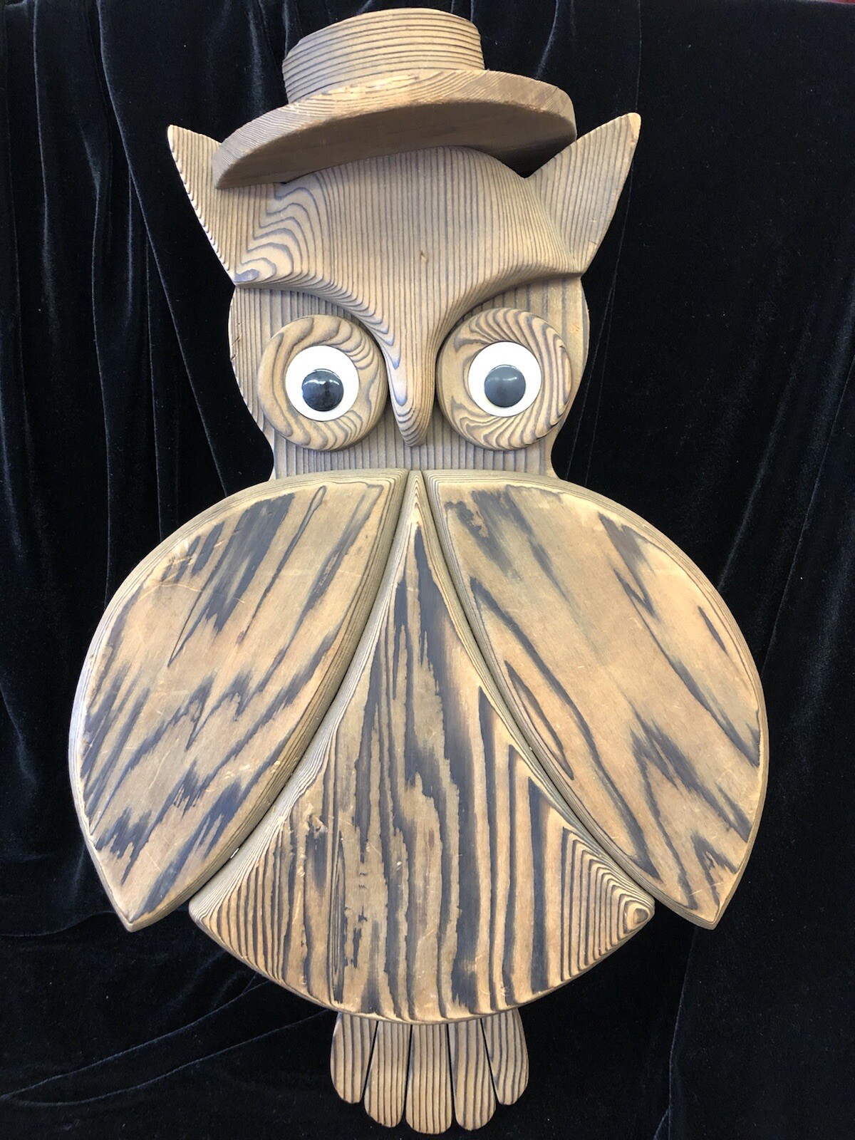 Huge Vintage Witco Style Owl Cryptomeria Wood Carved Owl Burnt Wood ...