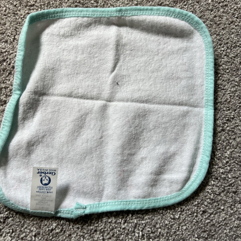 Vintage Gerber Baby Terry Bath Towel Washcloth White USA Kitten Cat ...