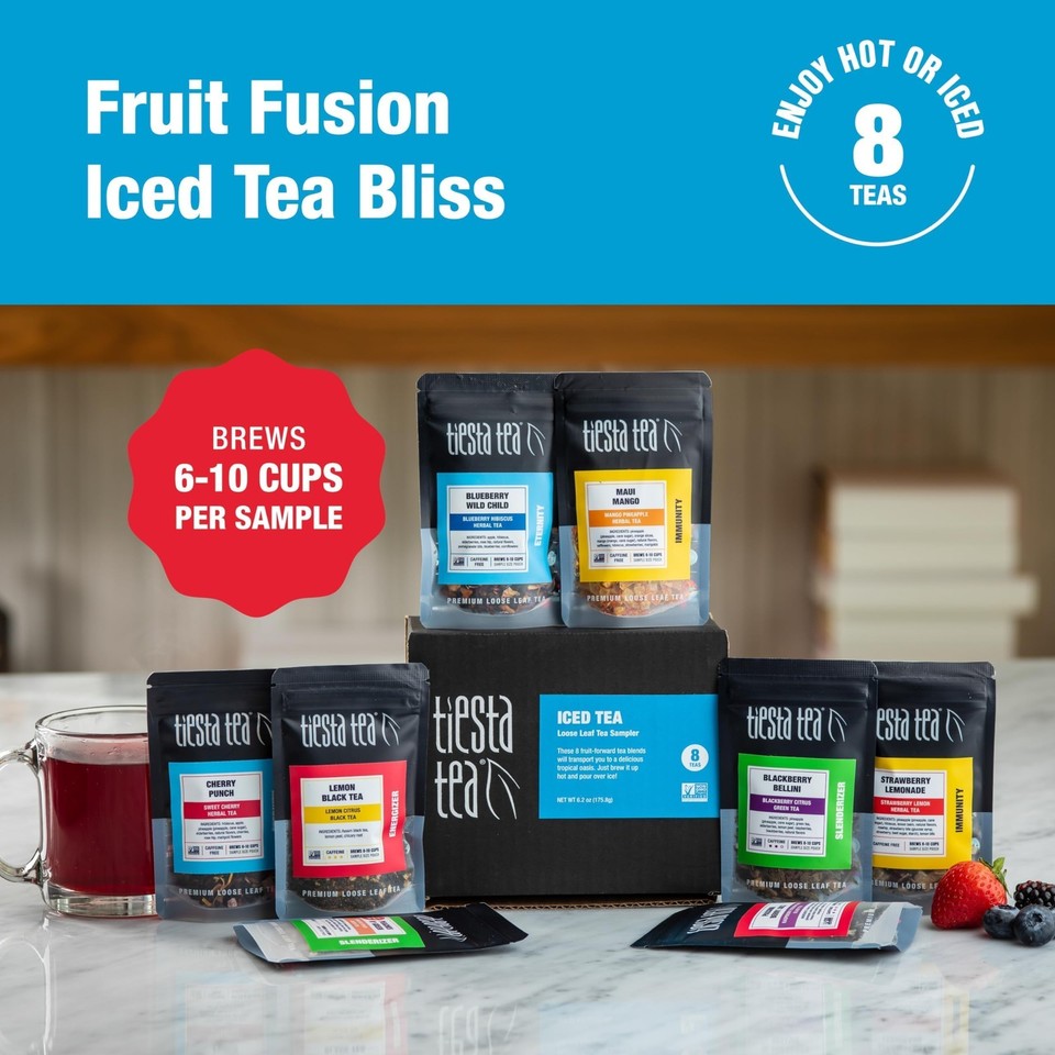 Tiesta Tea - Iced Tea Sampler Dry Flight Set, Loose Leaf, High to No ...
