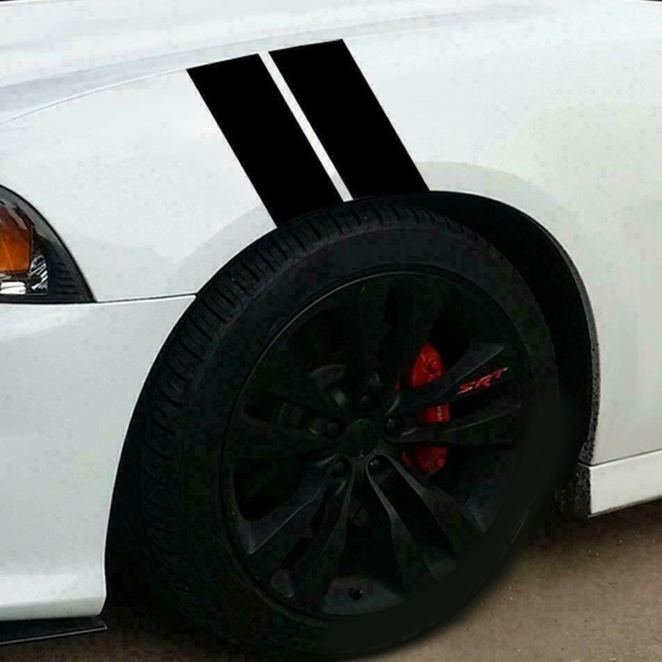 Bold and Stylish BLACK Car Hood Fender Stripe Decal Sticker for ...