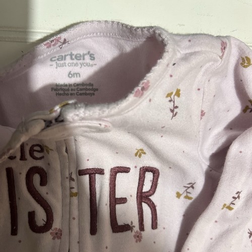 Carter’s Baby Girl Sleepers Bundle Little Sister Pink Long Sleeves 3M 6M Casual | eBay