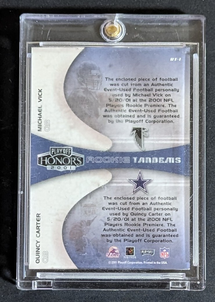 2001 Playoff Honors - Rookie Tandems Michael Vick, Quincy Carter #RT-1 ...
