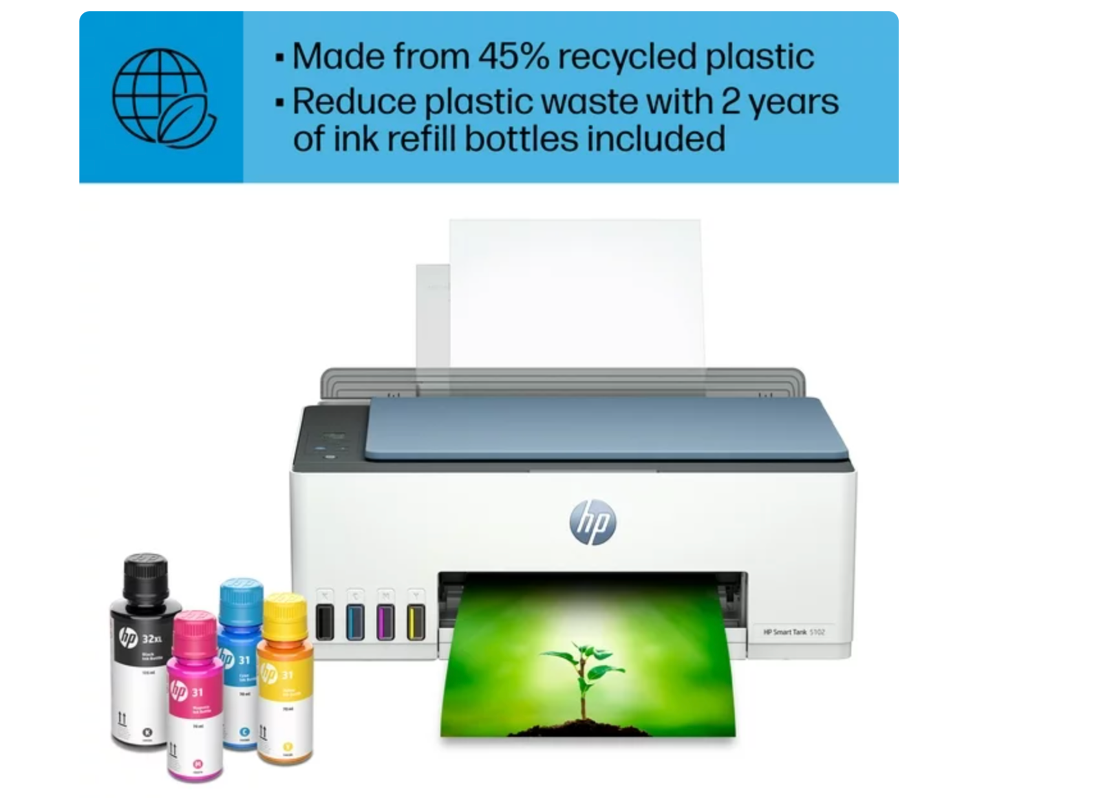 HP Smart Tank 5102 Wireless All-in-One Color Home Inkjet Tank Printer ...