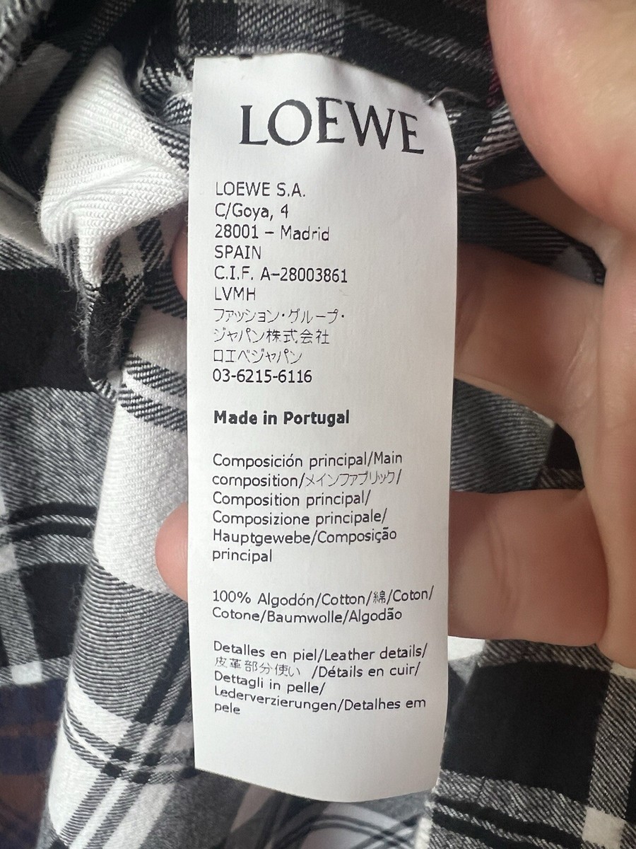 Loewe Anagram Leather Patch Check Flannel Long Sleeve Shirt Loewe Anagram Leather Patch Check Flannel Long Sleeve Shirt